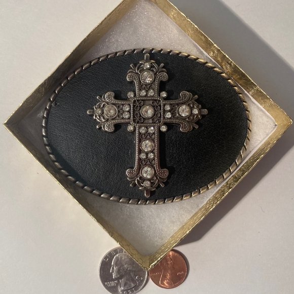 Accessories | Vintage Metal Belt Buckle Leather Cross Crucifix Gothic ...